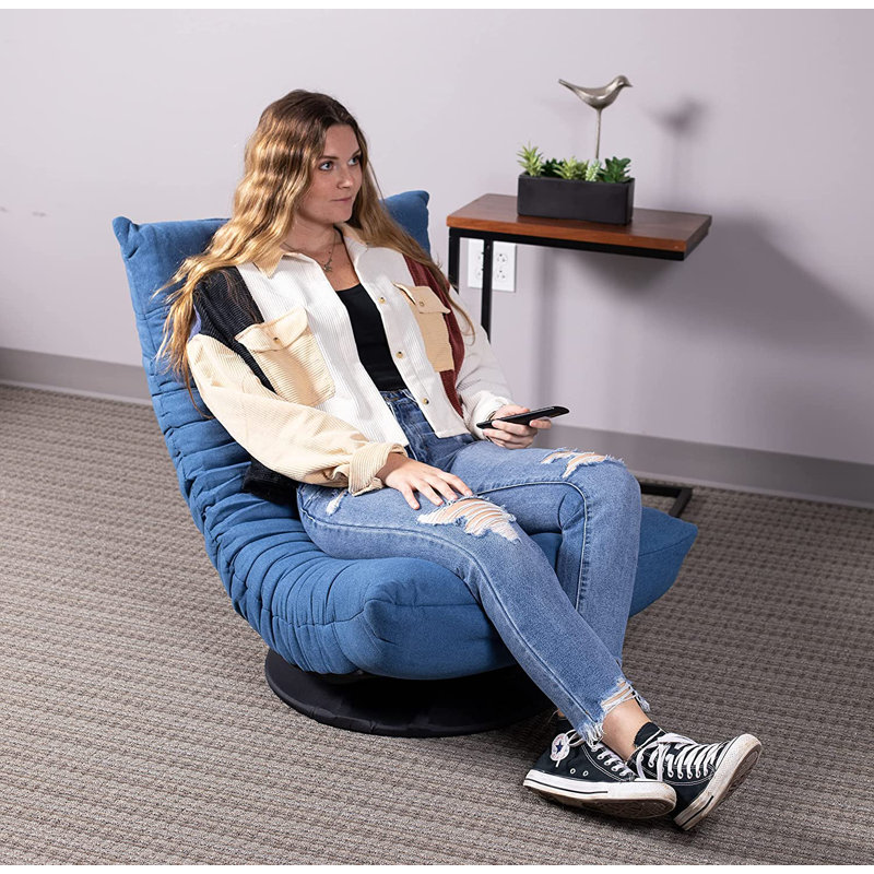 BirdRock Home Reclining Swiveling Floor Game Chair in Blue
